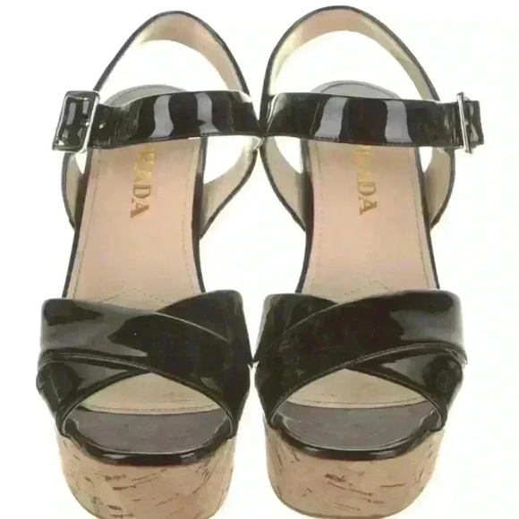 Prada | Shoes | Prada Patent Leather Platform Sandals | Poshmark